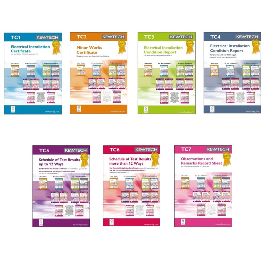Kewtech 18th Edition Certificate Books - Testermans
