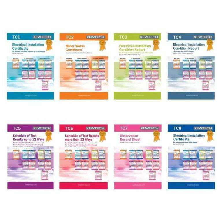 Kewtech 18th Edition Certificate Books - Testermans