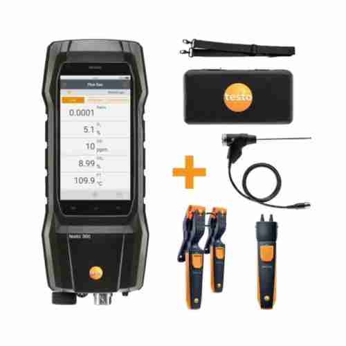 Testo 300+ Flue Gas Analyser smart kit - (O2, CO sensor up to 8,000 ppm ...